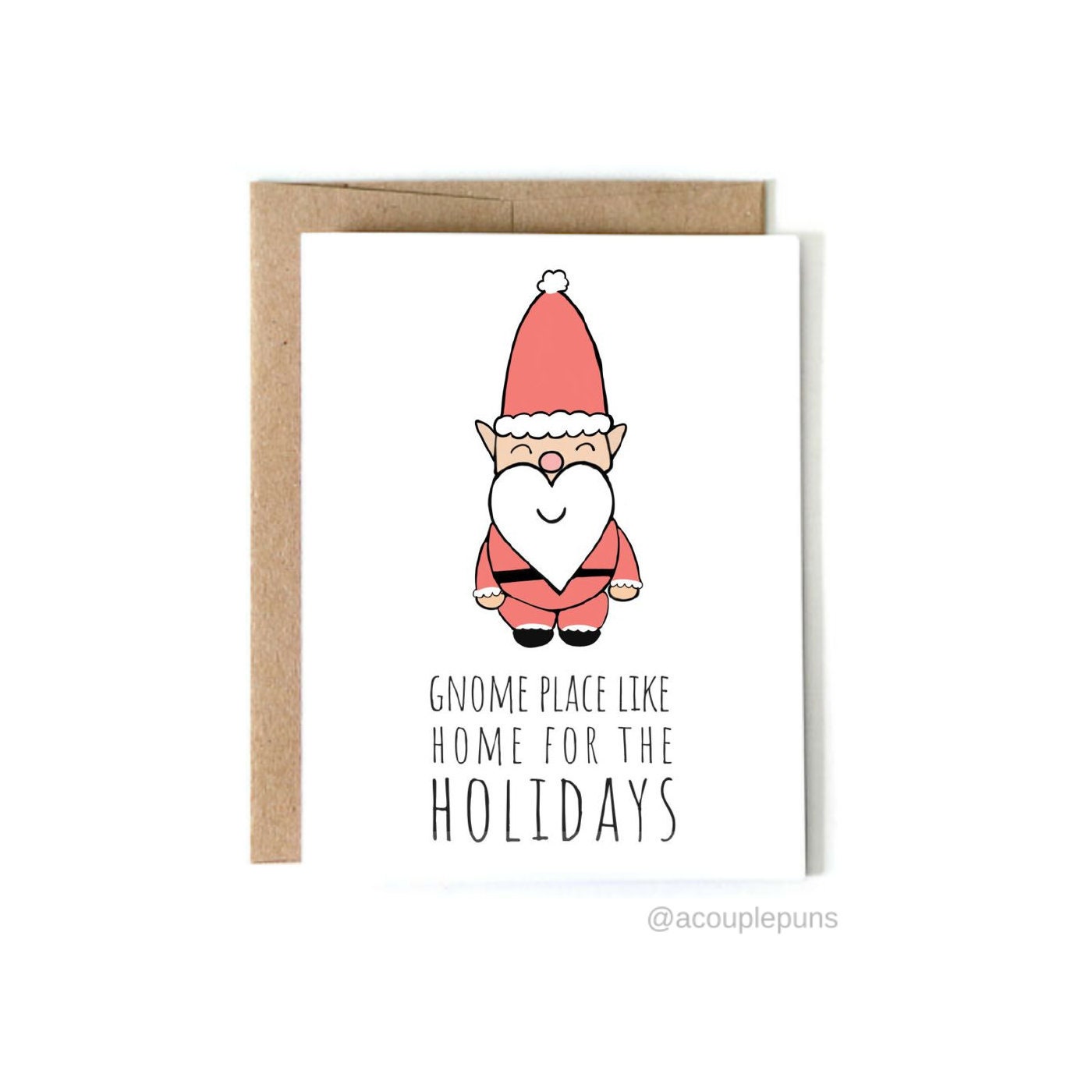 Gnome Place Like Home // Funny Christmas Card, Funny Holiday Card ...