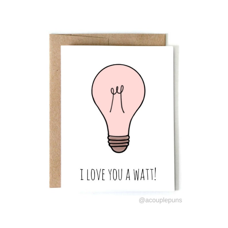 Love You A Watt, Funny Valentine, Valentine Card, Punny Valentine ...