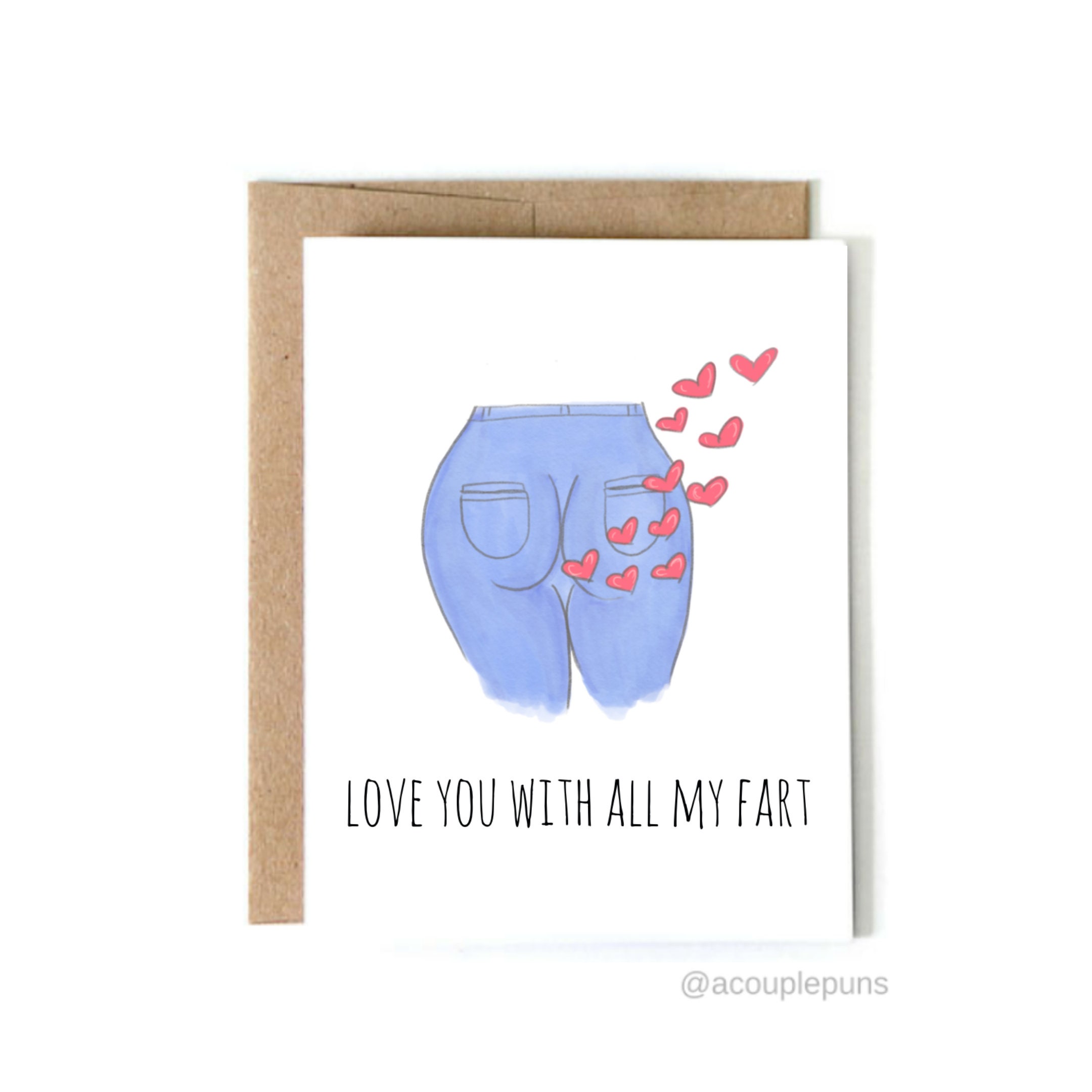 Love You With My Fart Valentines Day Card Funny Etsy Canada