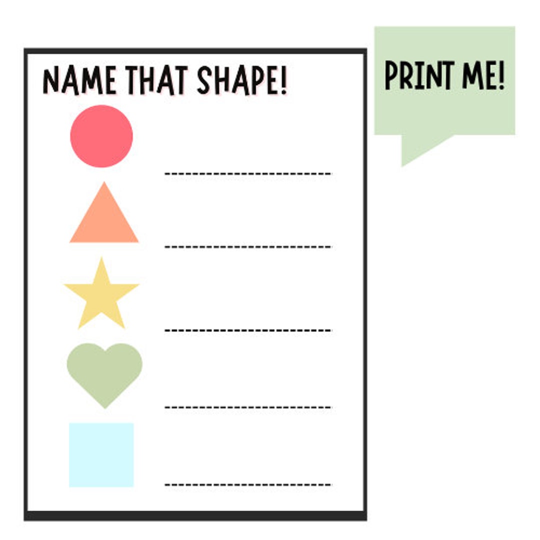 DIGITAL FILE- Name That Shape | Sheets for Kids, Printable Activity ...
