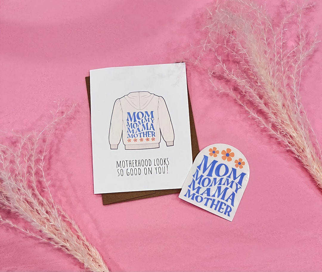 Motherhood Card + Sticker | Card for Mom, Card for Mom Friend, Gift for ...