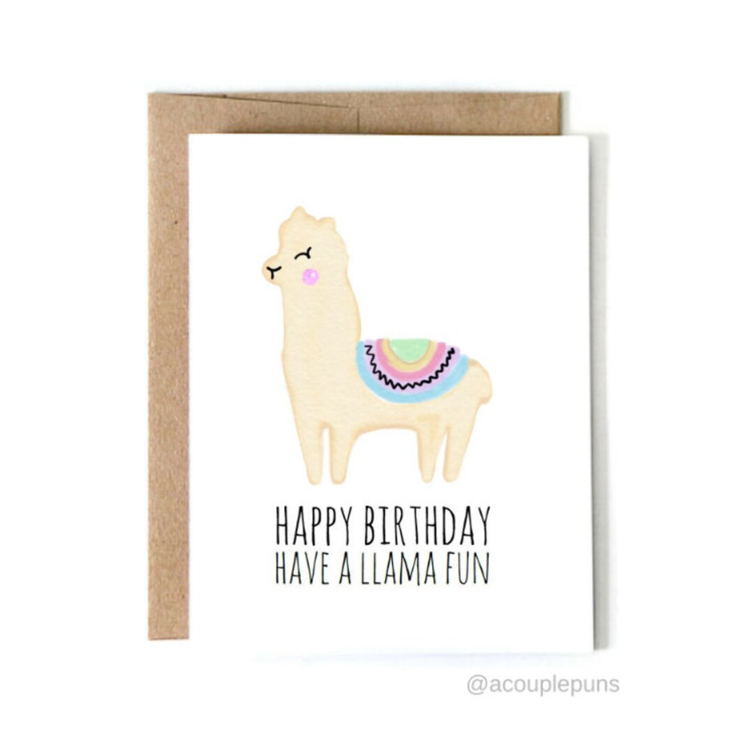 Llama Birthday // Happy Birthday Card, Funny Birthday Card, Llama Card ...