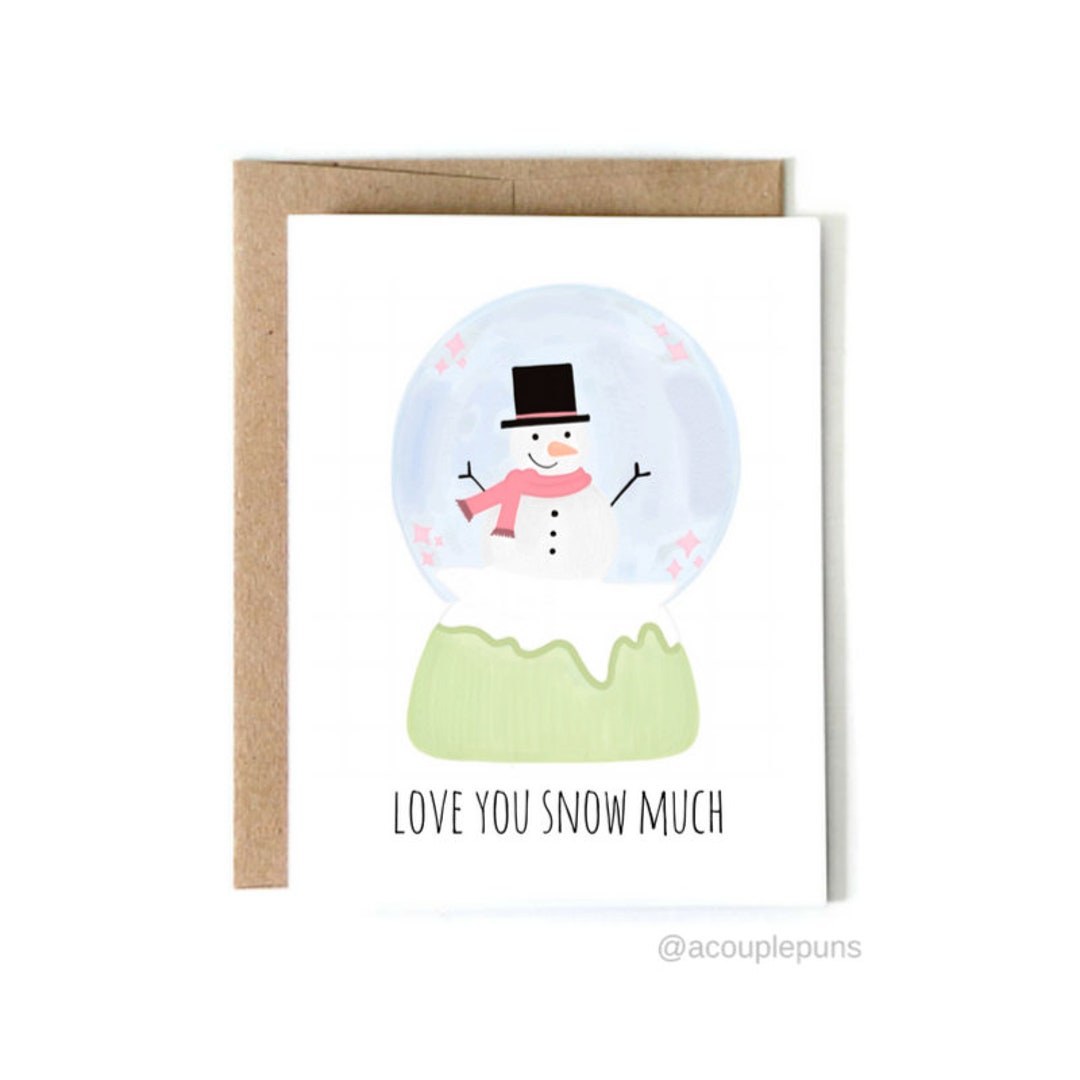 Love You Snow Much L Christmas Card, Holiday Card, Cute Christmas Card ...
