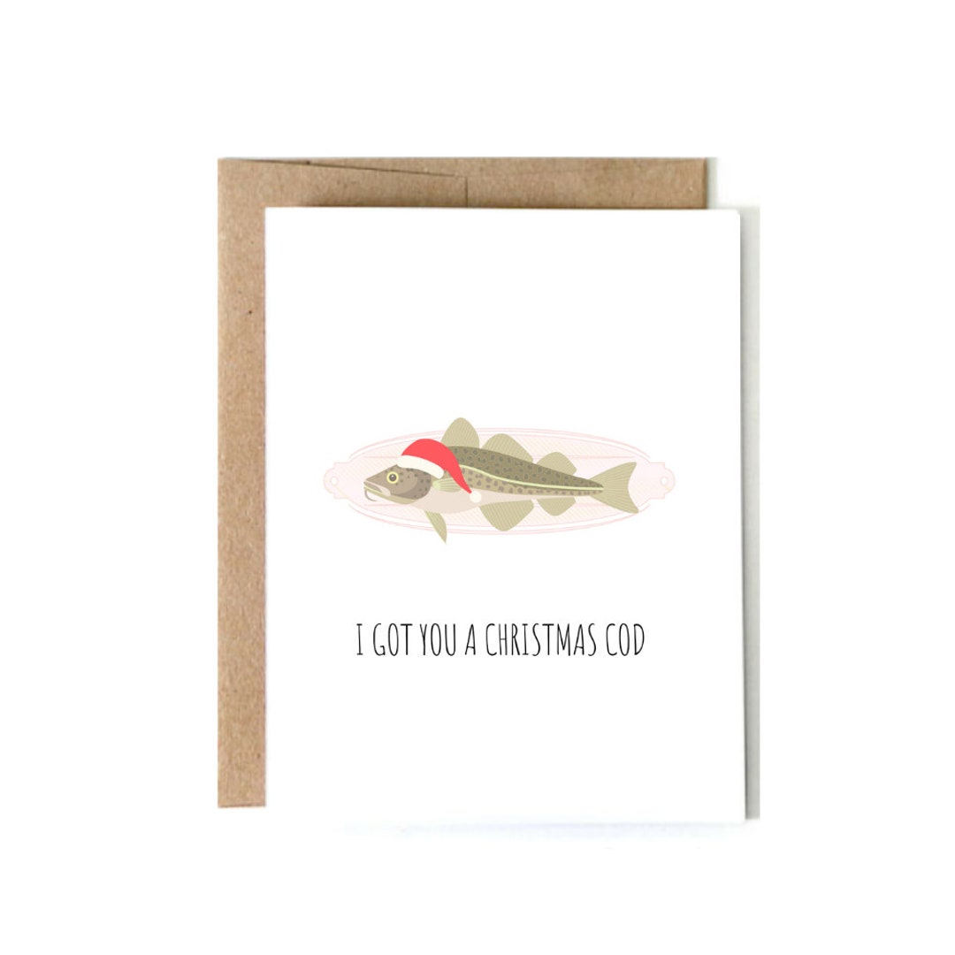 Christmas Cod L Fish Christmas Card, Christmas Card for Dad, Christmas ...