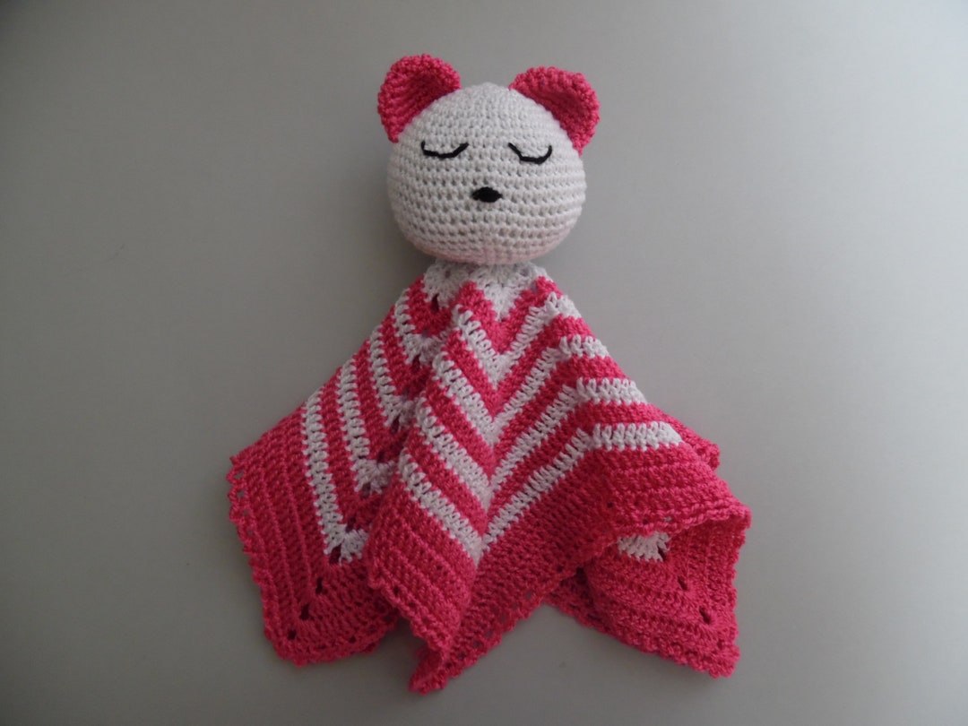 Crocheted Flat Comforter for Girls Pink Bear - Etsy