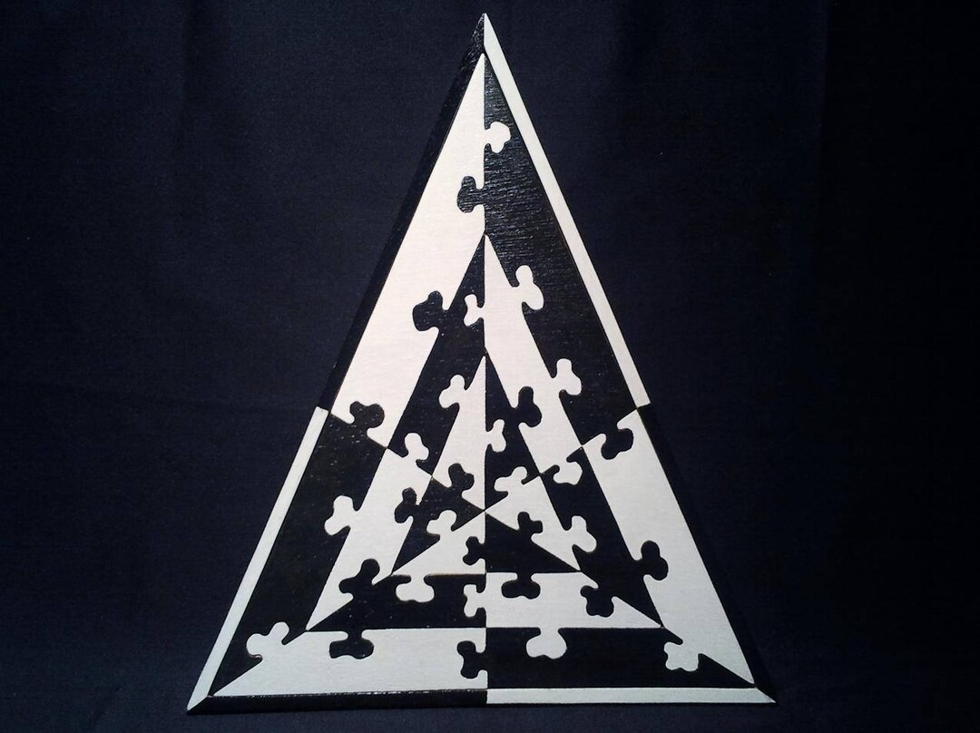 Jigsaw Puzzle in Wood, Black and White triangle - Etsy