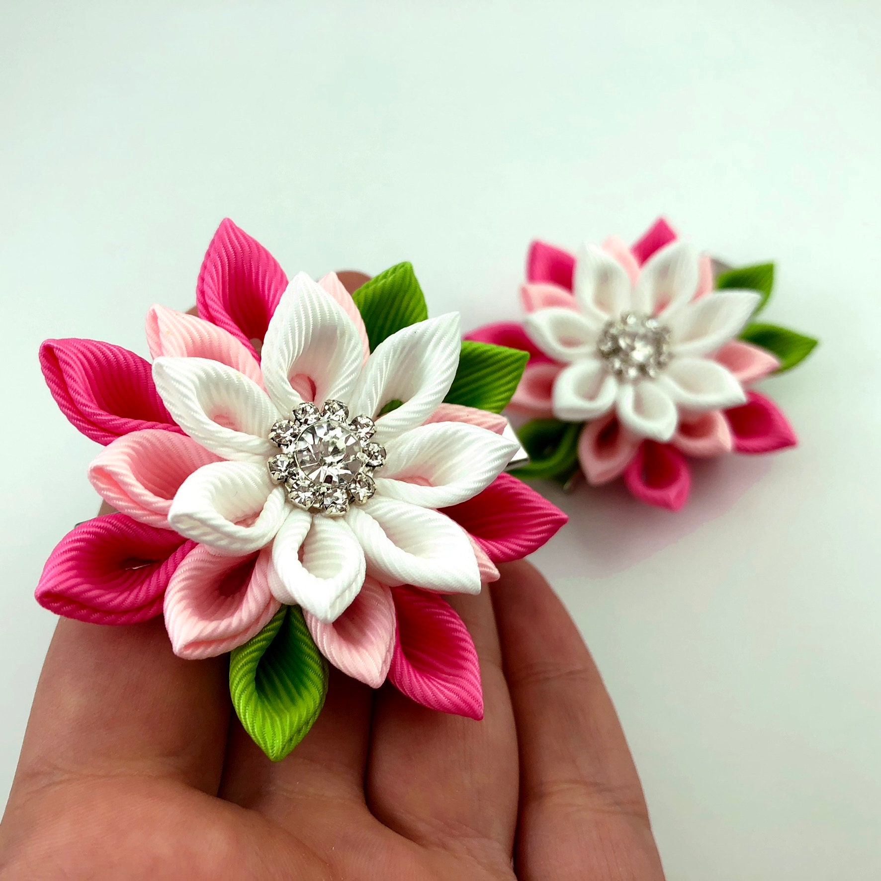 Rosa Blumen Haarclip Kanzashi Blume Mode Haarschmuck für | Etsy