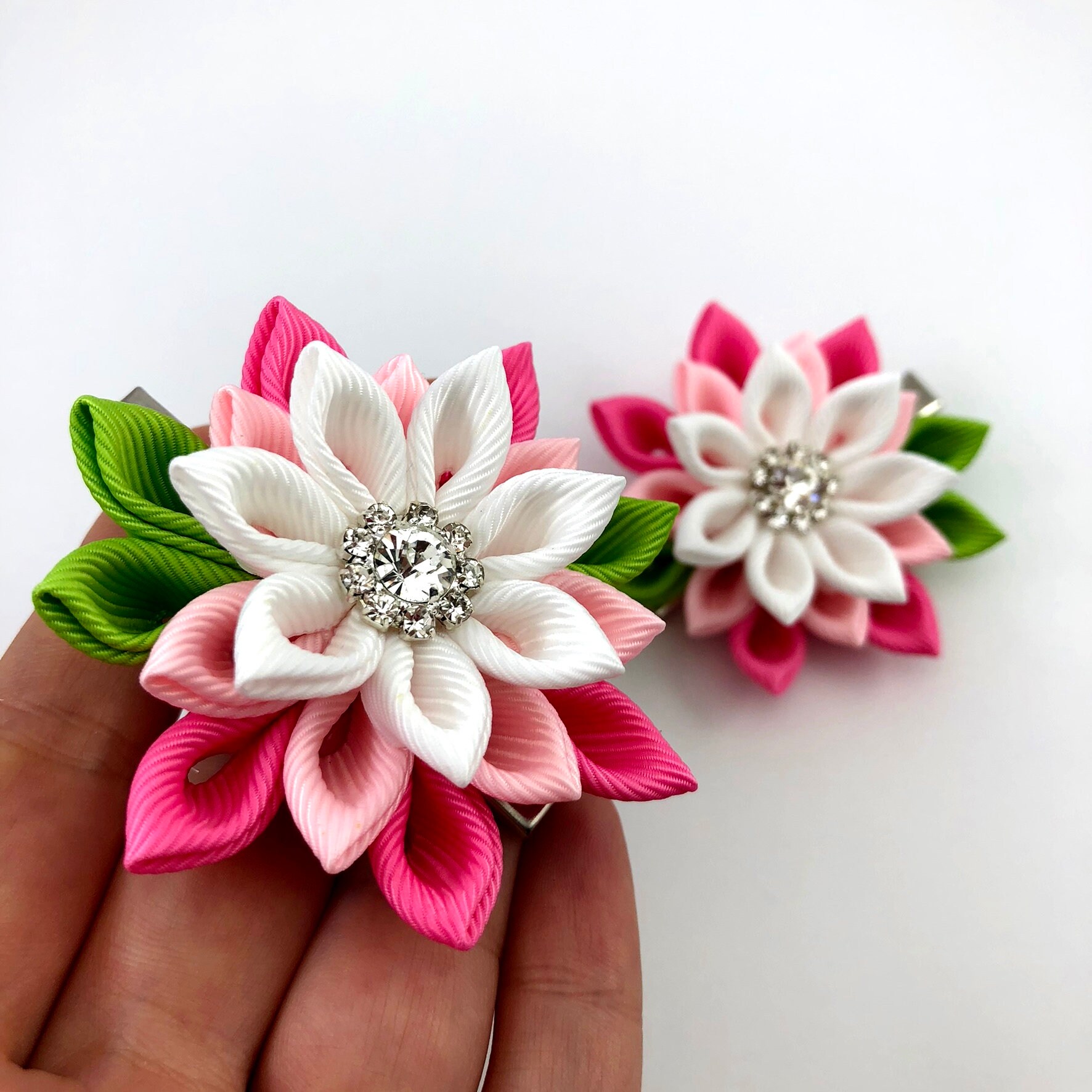 Rosa Blumen Haarclip Kanzashi Blume Mode Haarschmuck für | Etsy