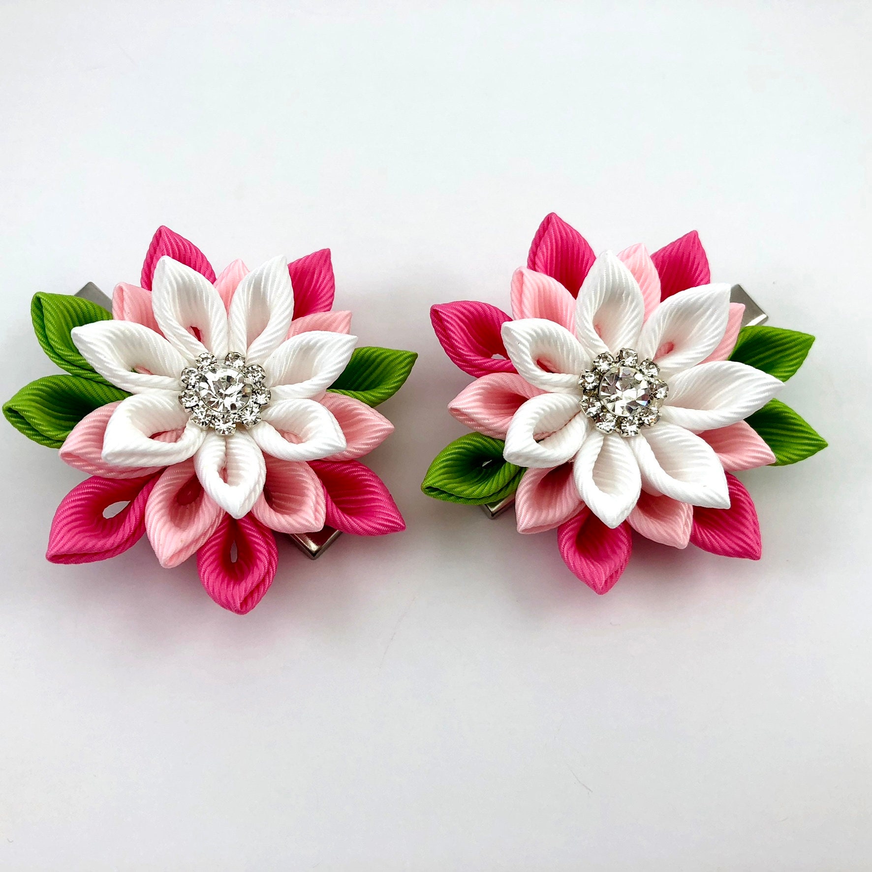 Rosa Blumen Haarclip Kanzashi Blume Mode Haarschmuck für | Etsy
