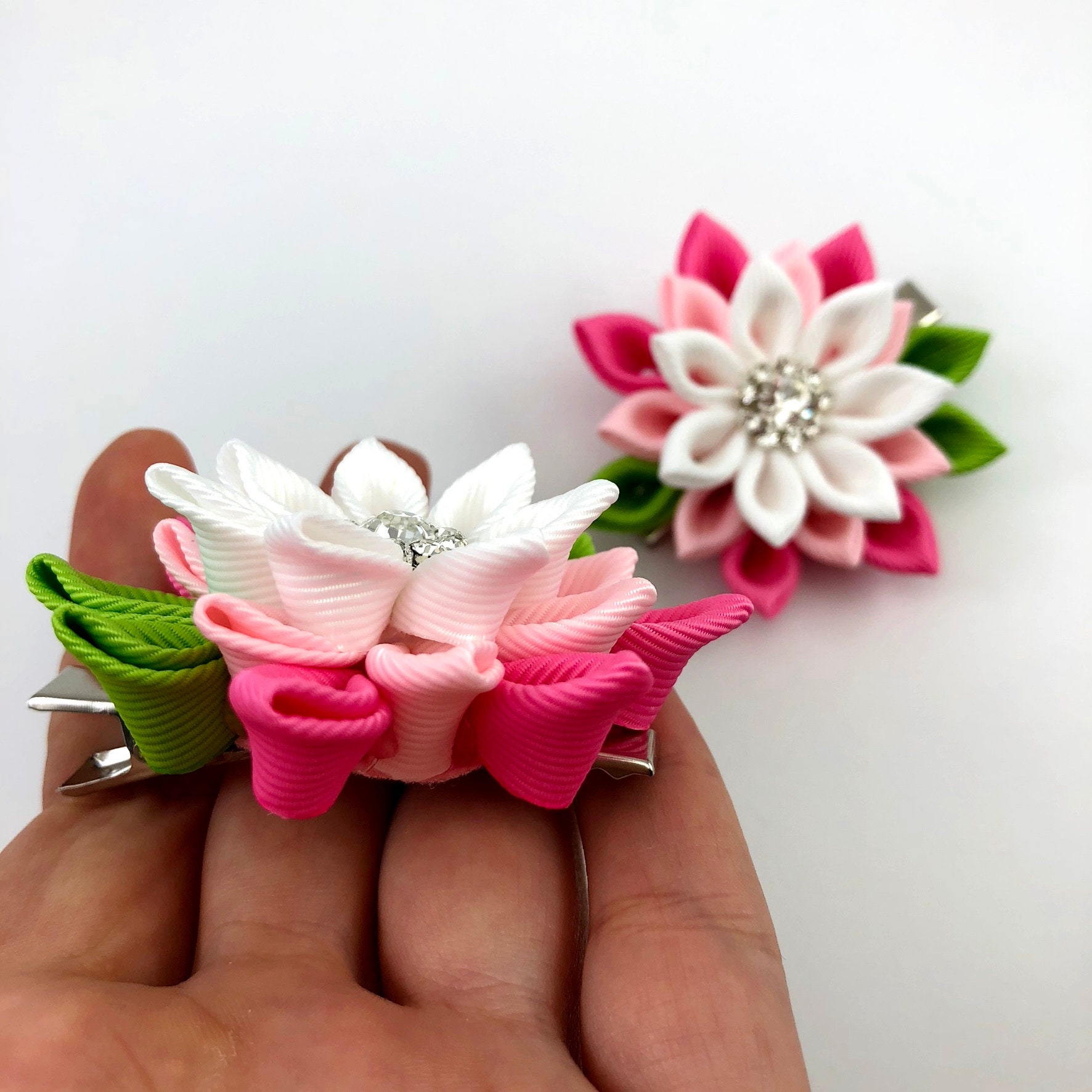 Rosa Blumen Haarclip Kanzashi Blume Mode Haarschmuck für | Etsy