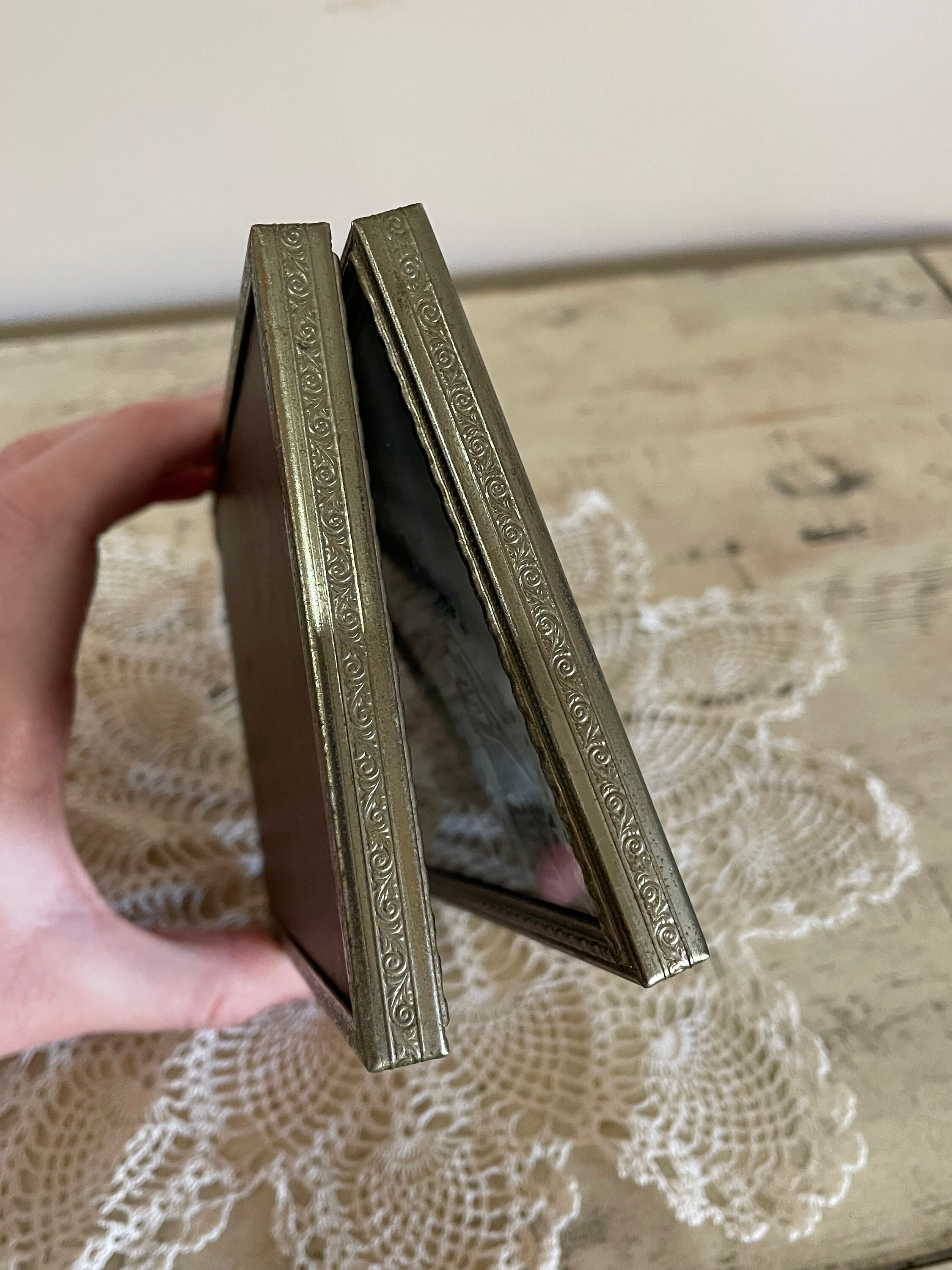 Vintage Brass Hinged Double Picture Frame - Etsy