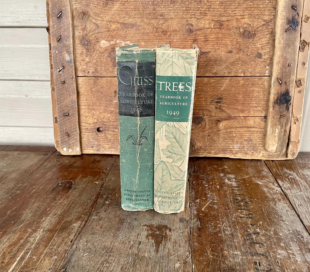Vintage Nature Books Decorative Set Yearbook of Agriculture Grass Trees ...