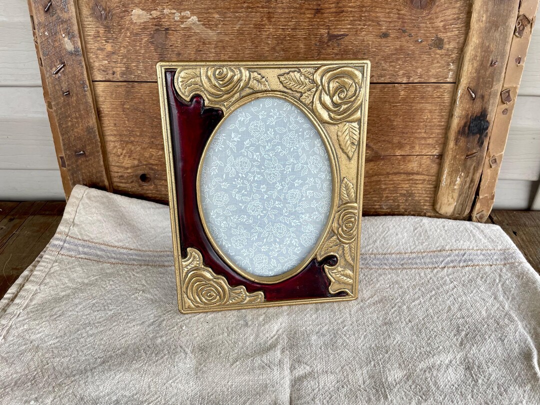 Vintage Gold Floral Picture Frame Roses - Etsy