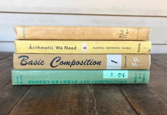 Vintage School Book Set Education Arithmetic Composition - Etsy
