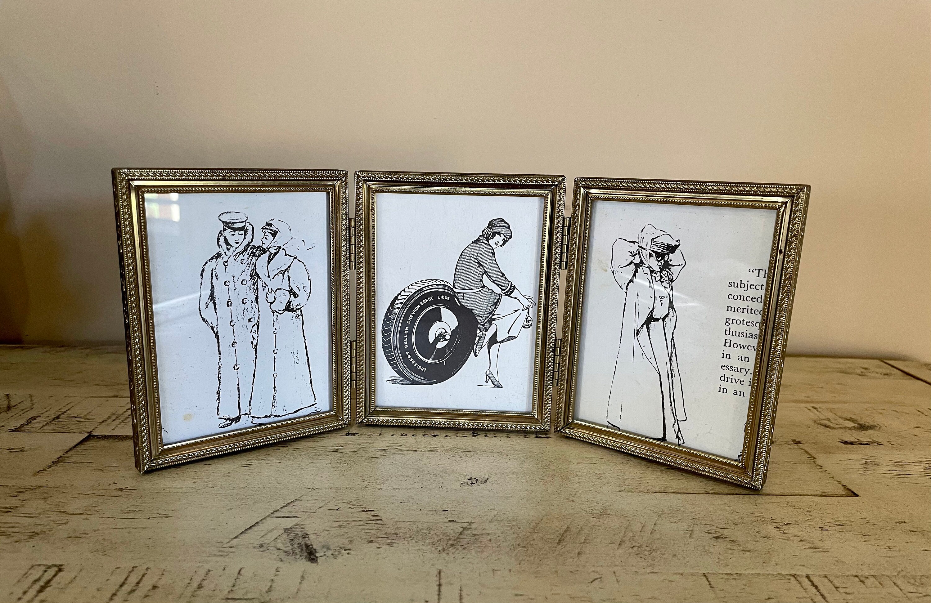Vintage Hinged Triple Picture Frames Gold - Etsy