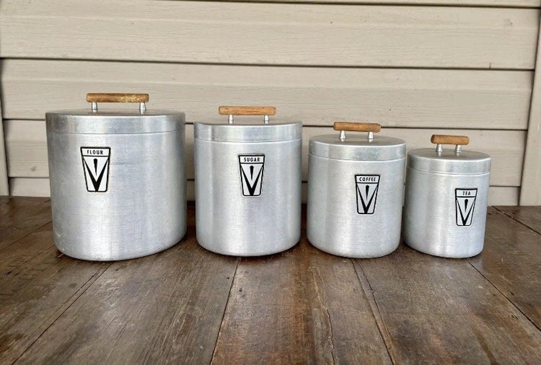 Vintage Aluminum Canister Set Retro Kitchen Decor - Etsy