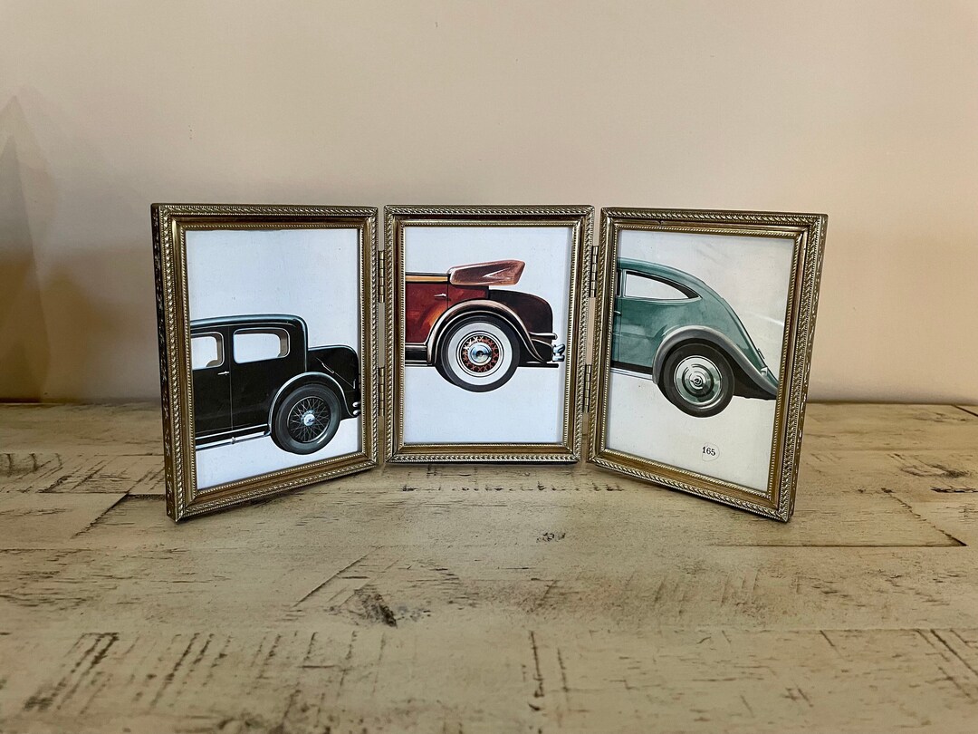 Vintage Hinged Triple Picture Frames Gold - Etsy