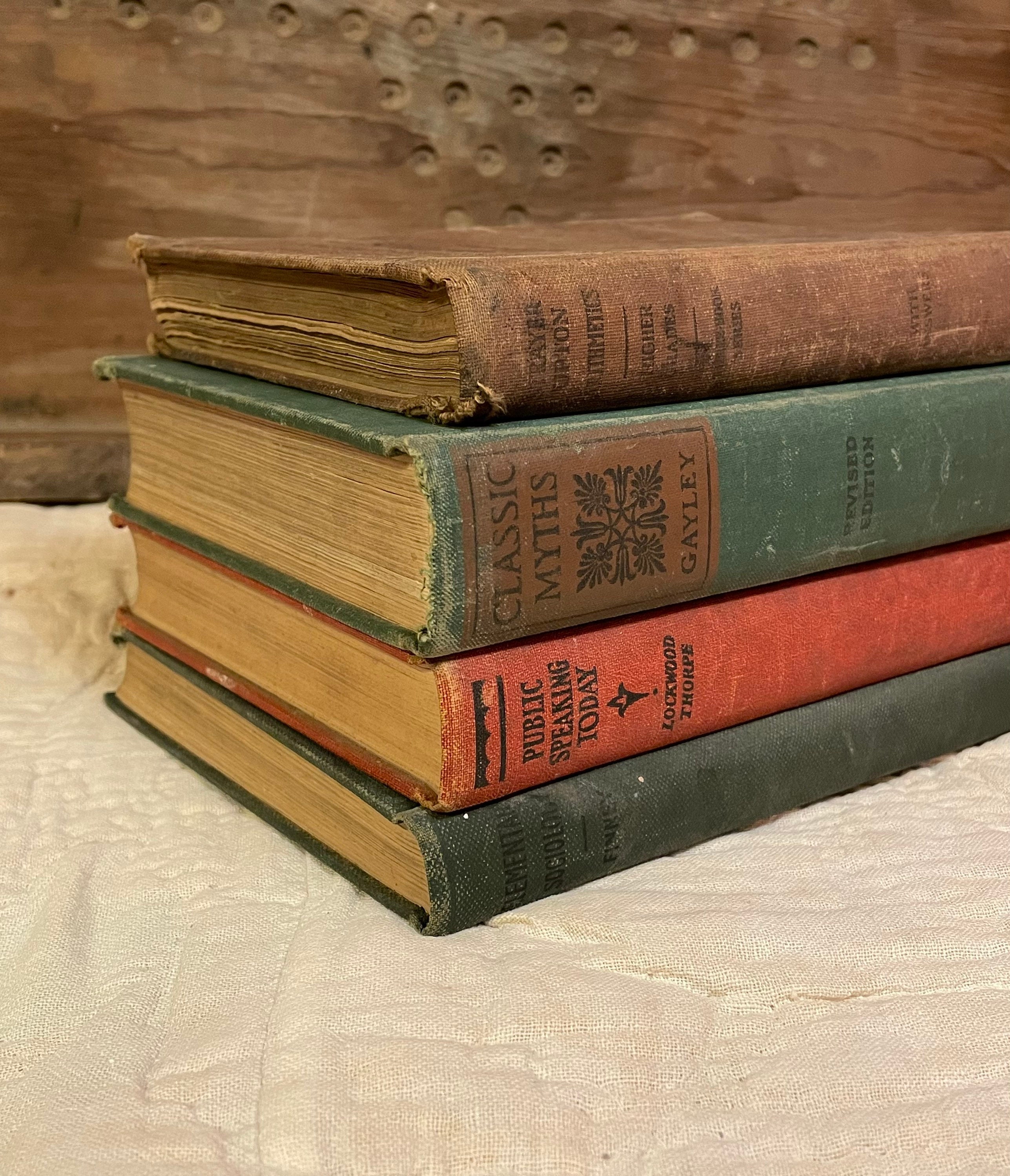 Antique Decorative Books Vintage Textbooks Shabby Book Decor - Etsy