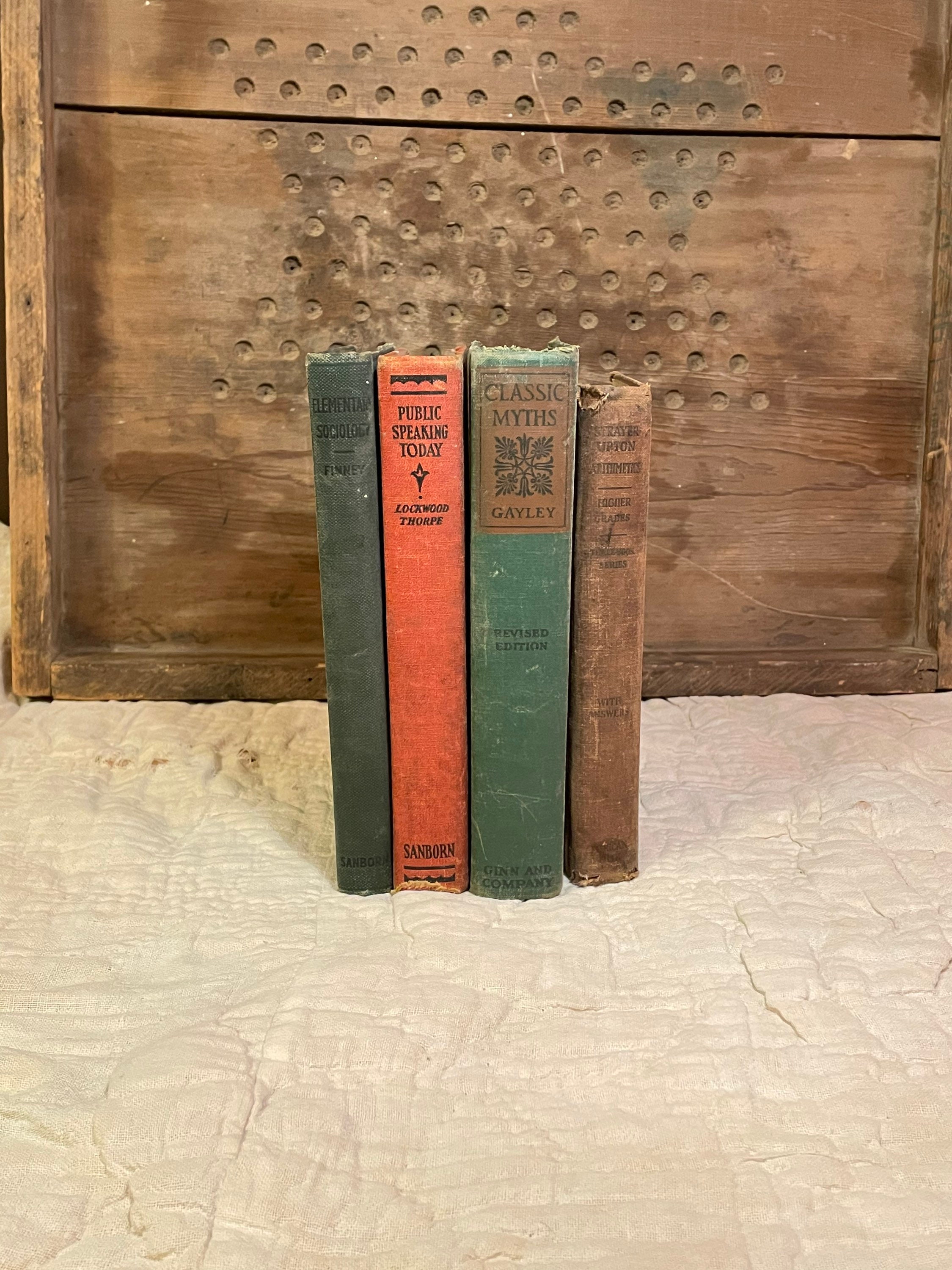 Antique Decorative Books Vintage Textbooks Shabby Book Decor - Etsy