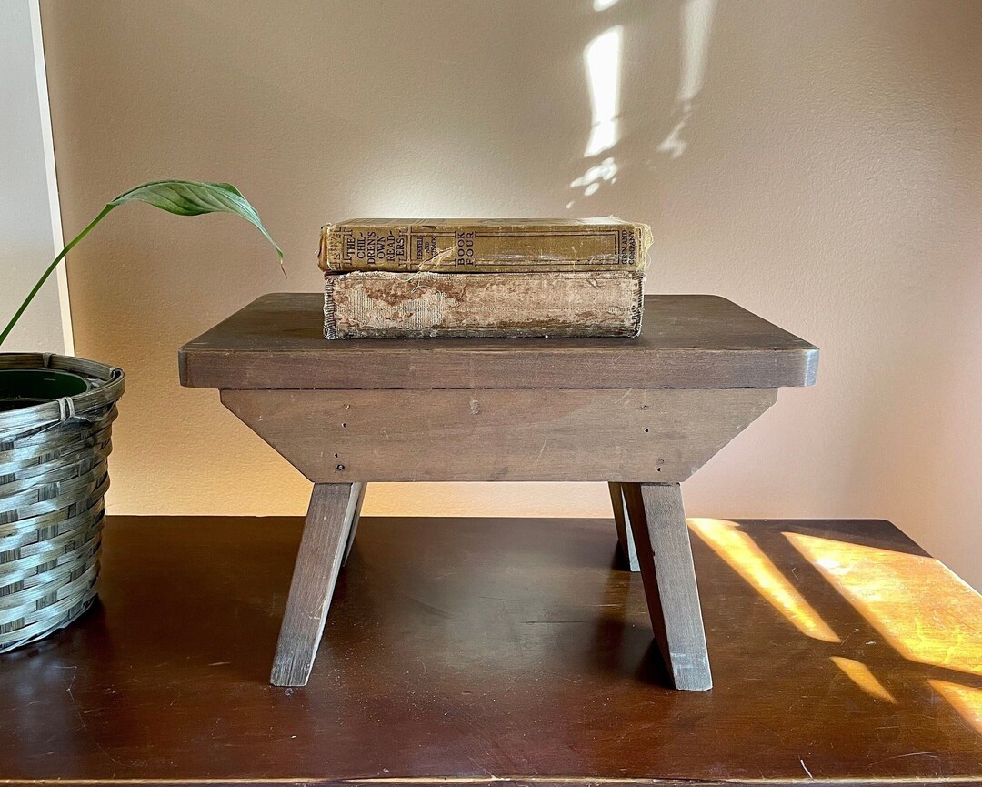 Vintage Wooden Foot Stool Primitive Decor - Etsy
