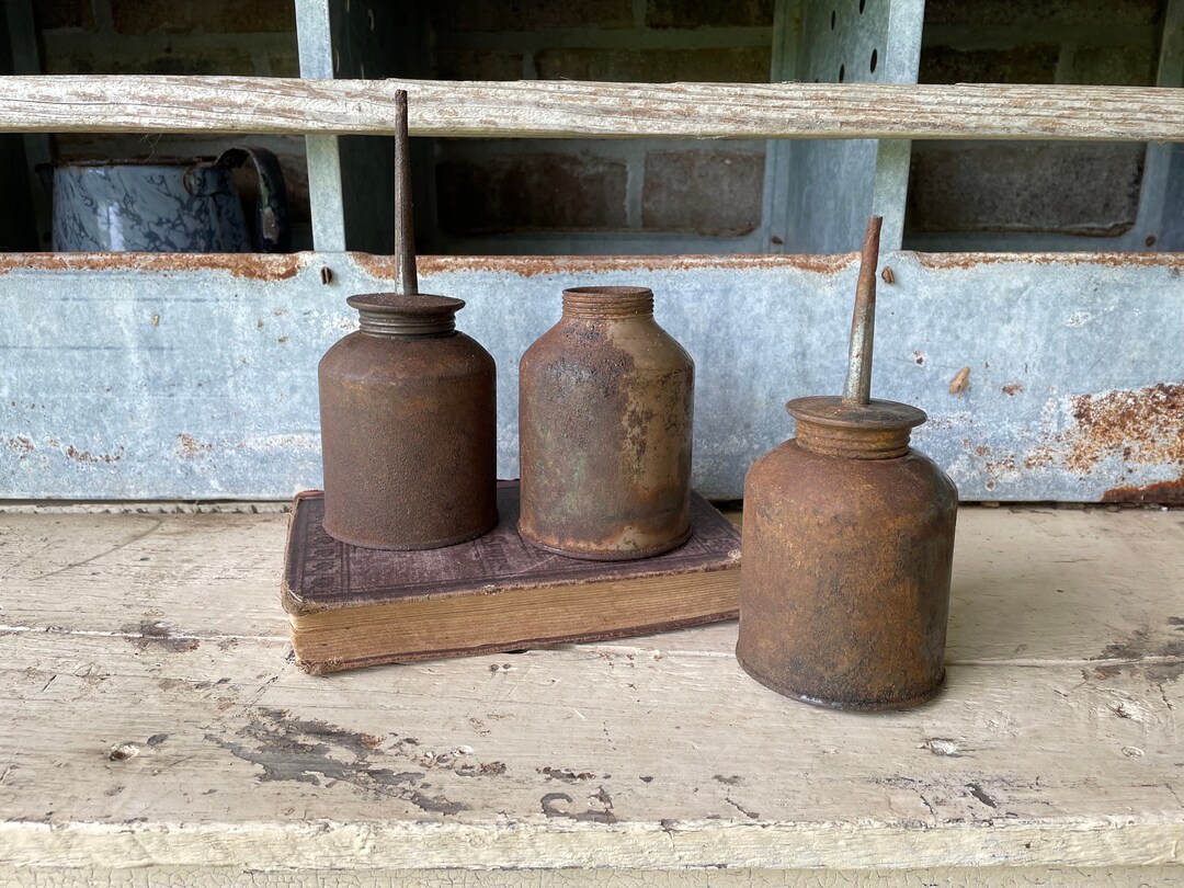 Vintage Rusted Metal Oil Cans Rustic Industrial Decor - Etsy