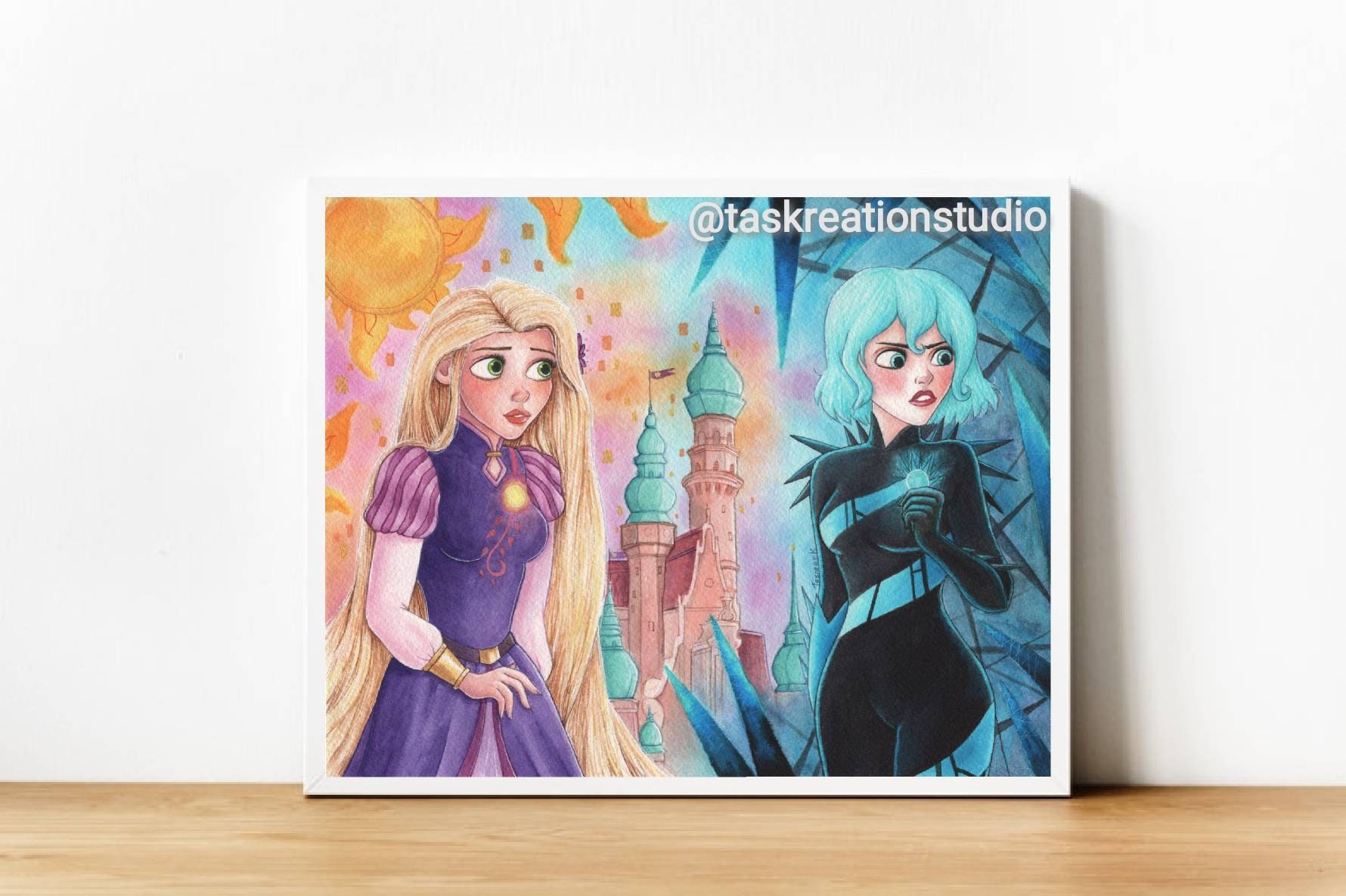 Disney Princess Watercolour Tangled Rapunzel Cassandra Fine Art Print ...