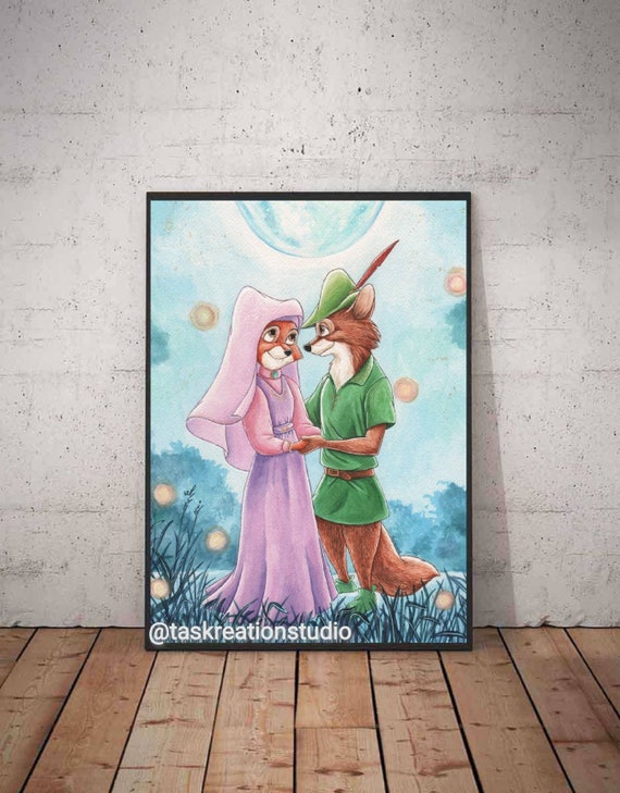 Disney Watercolour Robin Hood and Maid Marian Fine Art Quality - Etsy ...