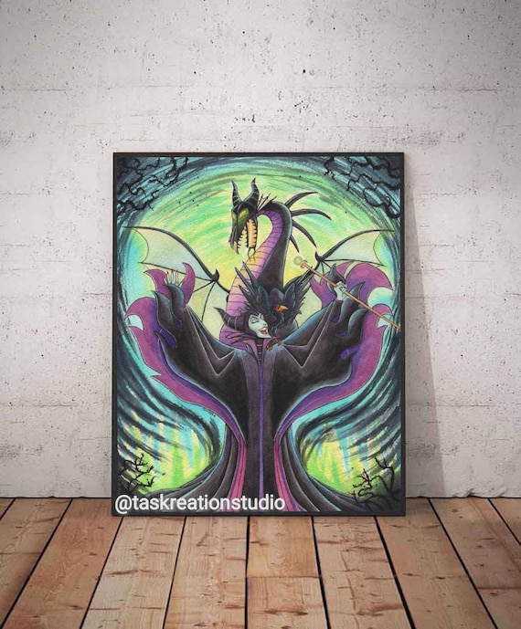Disney Villain Maleficent Sleeping Beauty Watercolour Fine Art - Etsy