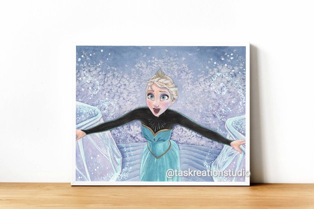 Disney Queen Elsa Frozen Watercolour Fine Art Print Frozen Elsa Let It ...