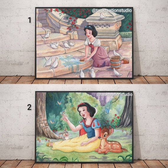 Watercolour Disney Snow White Fine Art Print Home Decor Snow - Etsy
