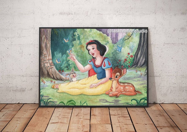 Watercolour Disney Snow White Fine Art Print Home Decor Snow - Etsy