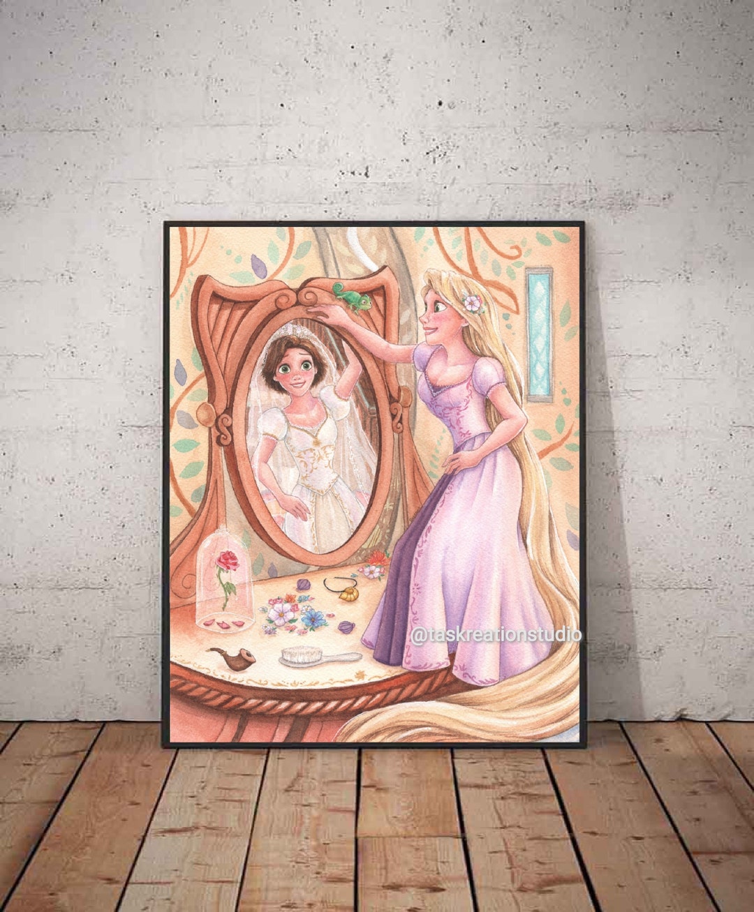 Disney Tangled Rapunzel Mirror Watercolour Vanessa Mirror Tangled Tower ...