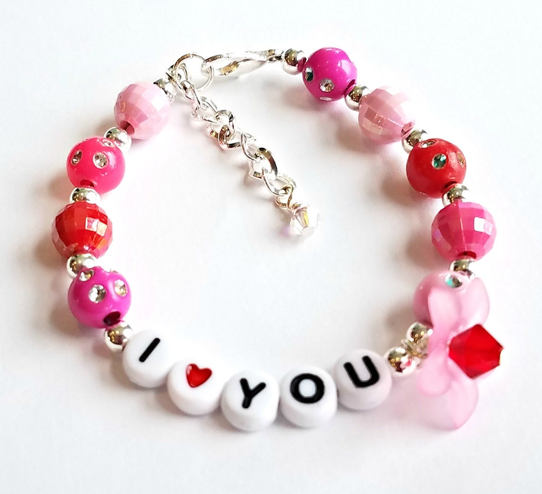 I Love You Bracelet, Valentines Day Bracelet, Kids Jewelry, Childrens ...