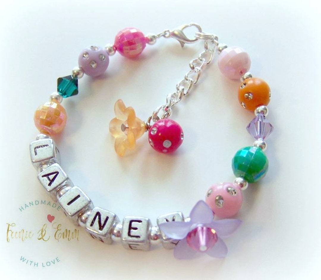 Personalized Kids Bracelet, Girls Bracelet, Beaded Name Bracelet, Gift ...