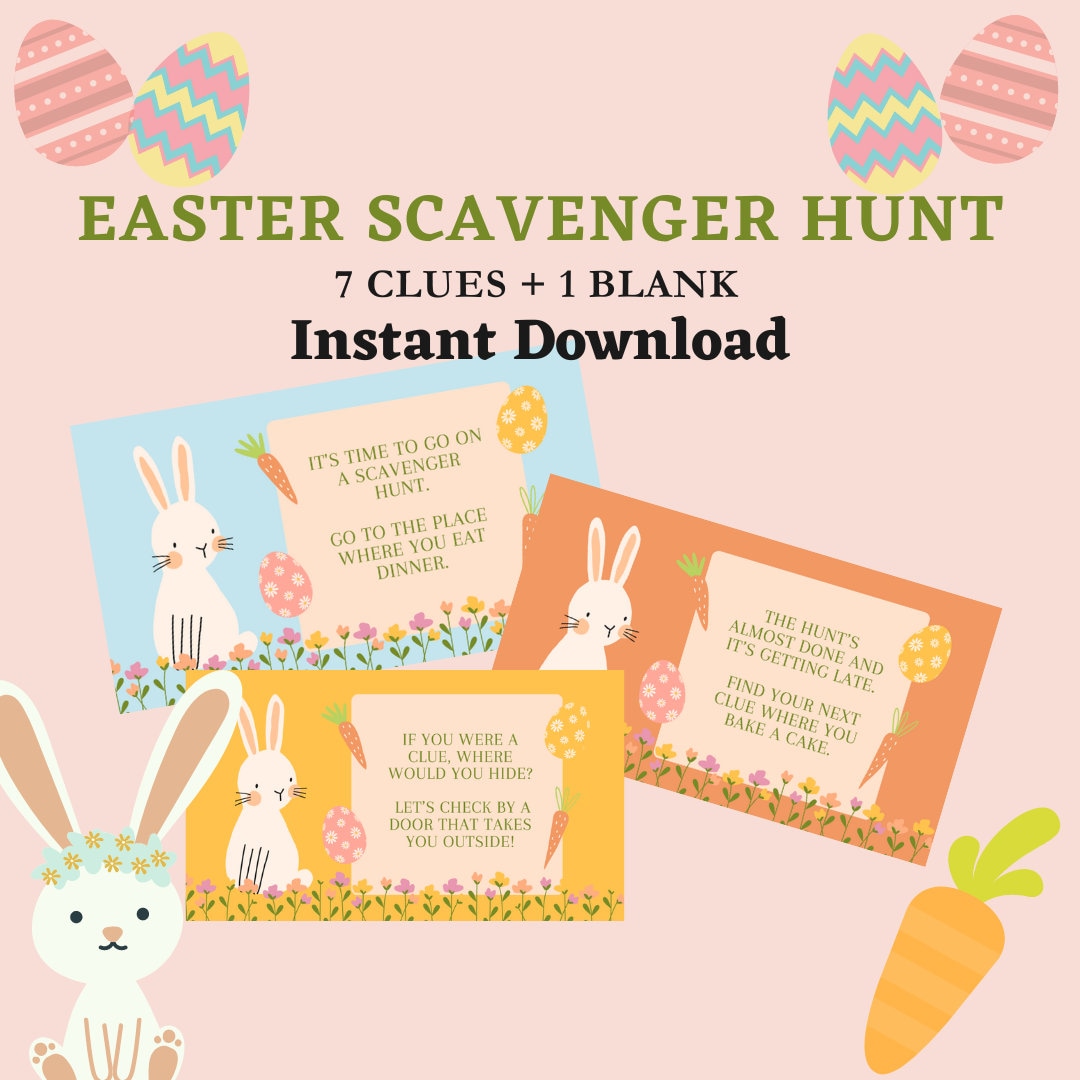 Easter Scavenger Hunt, Easter Treasure Hunt, Easter Digital Download ...