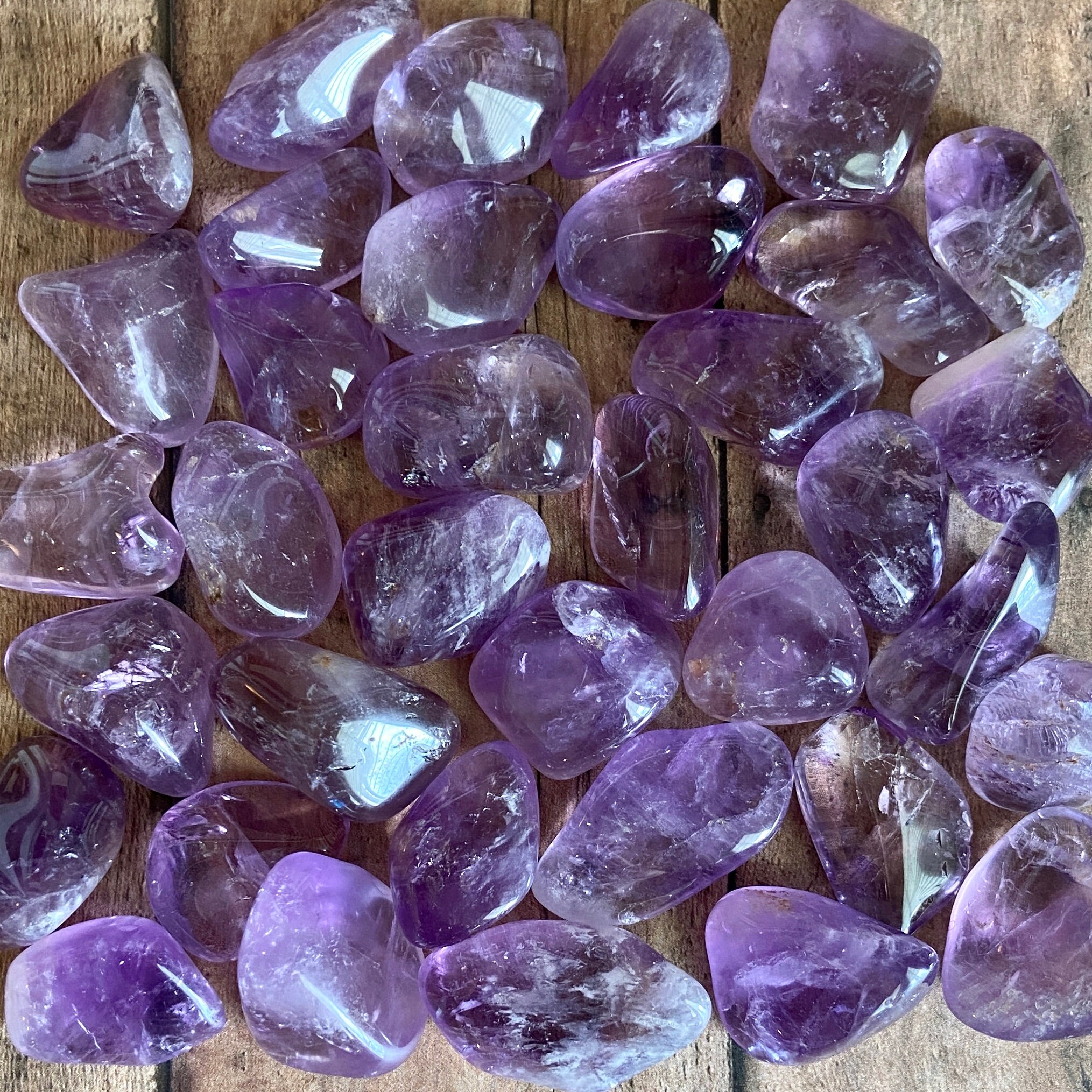 Set of 3 Tumbled Amethyst Stones Natural Amethyst Crystal | Etsy