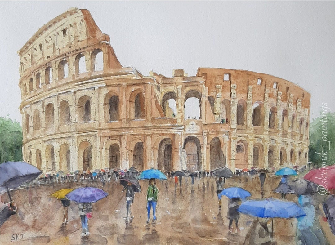 Original Watercolor Painting. Coliseum Rome, Italy Painting. Painting ...