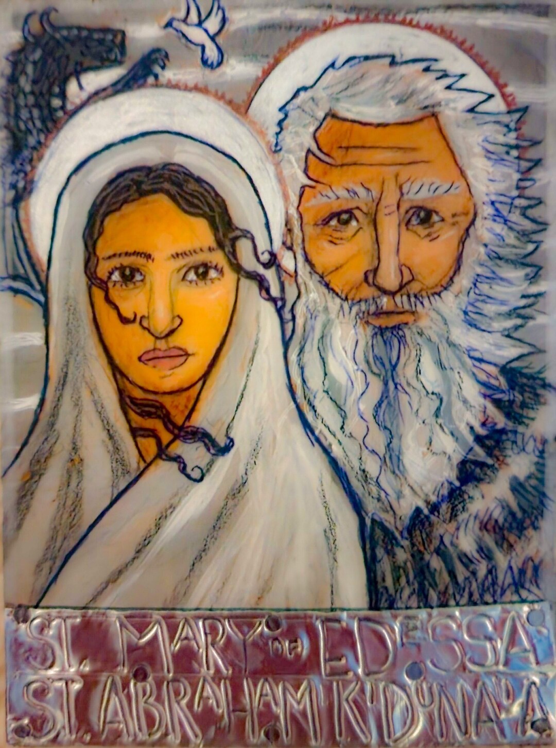 St. Mary of Edessa and Saint Abraham Kidunaia Icon - Etsy