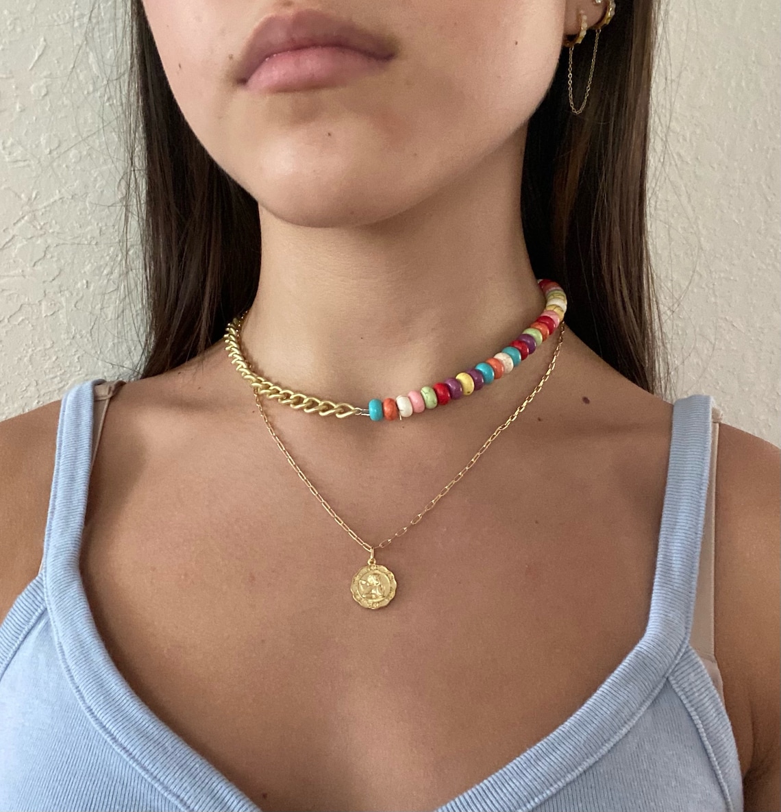 Feliz Go Lucky Collar de cuentas Y2k - Etsy España