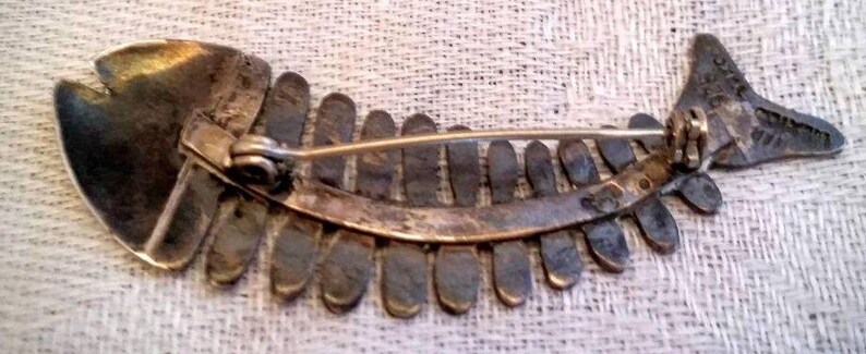 Mexico Sterling Fish Skeleton Pin - Etsy