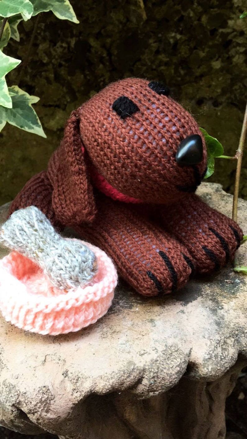 Knitted Puppies With Bone and Bowl, Knitted Toys, Puppies, Bone, Jean ...