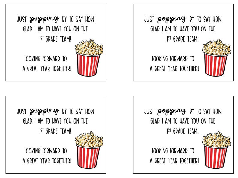 Popcorn Printable Gift Tag, Team Teacher Tag, Team Appreciation Tag ...