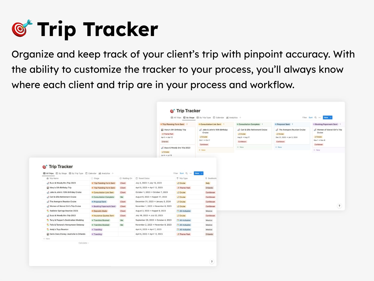 Notion Template for Travel Agents – Productivity Dashboard, Trip ...