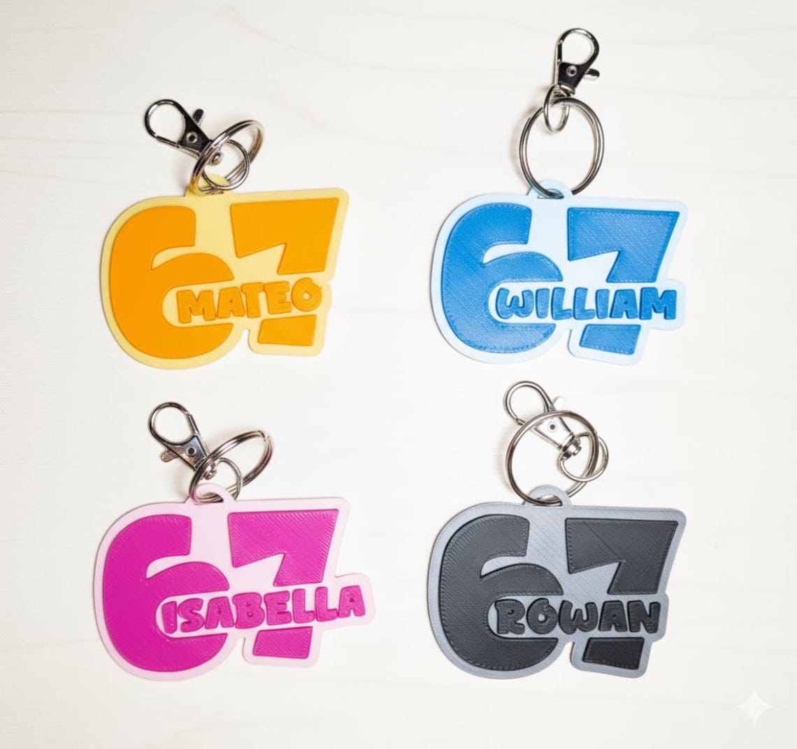 Viral 67 Six Seven Personalized Name Keychain | Backpack Charm | Custom ...