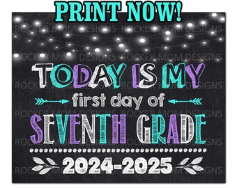 Printable First Day of Seventh Grade Sign - Etsy