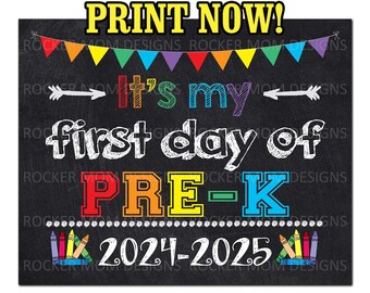 First Day of PRE-K4 Sign, First Day of School Sign, Chalkboard School ...
