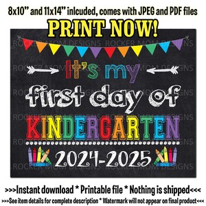 First Day of KINDERGARTEN Sign, 1st Day of School Sign, First Day of ...