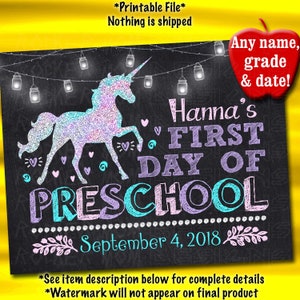 First Day of School Sign Unicorn PRINTABLE 1st First Day of | Etsy