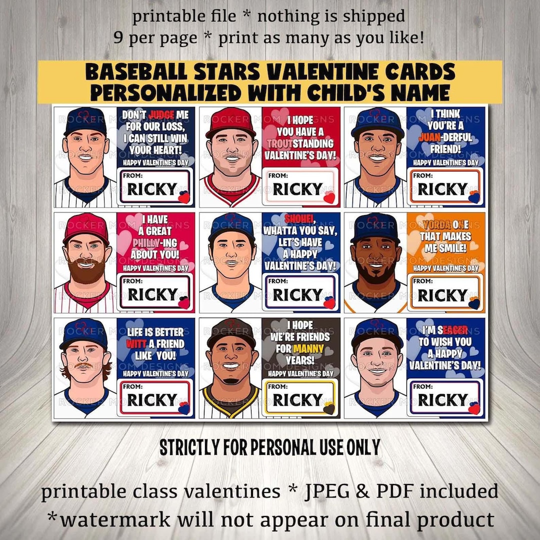 Baseball Valentines, All-star Valentine Card, Sports Valentine Card ...