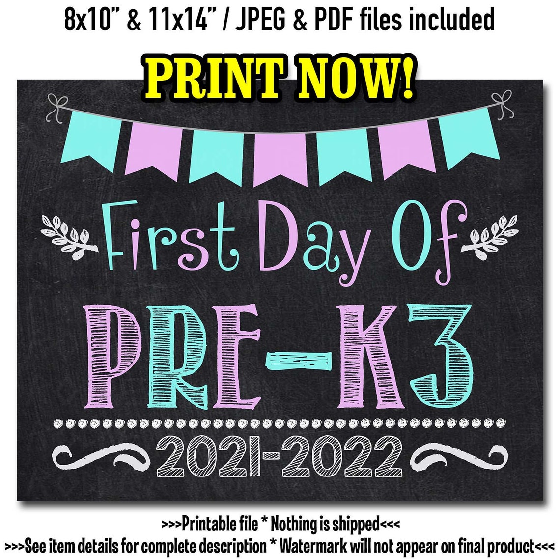 First Day of PRE-K3 Sign First Day of School Sign Pre-k3 | Etsy